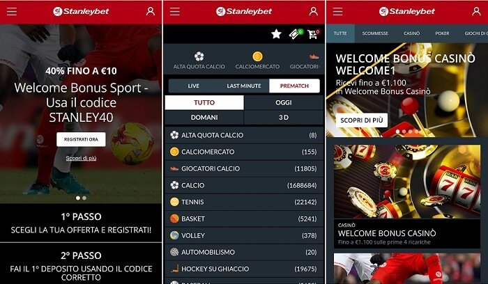 Scarica l'app Stanleybet su dispositivi Android e iPhone